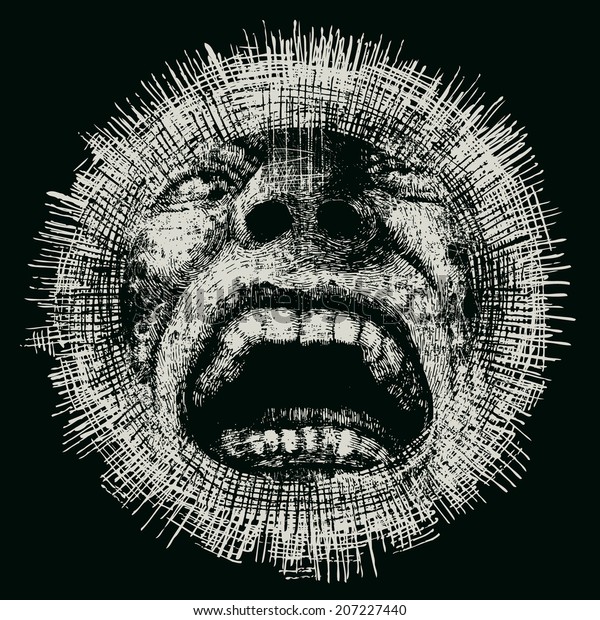 Design Tshirt Print Screaming Head Textures: stockvector (rechtenvrij ...