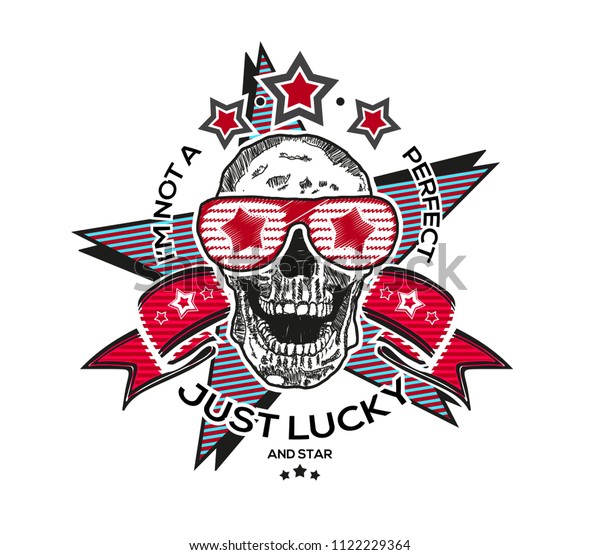 Design Tshirt Print Skull Slogan Vector : image vectorielle de stock ...
