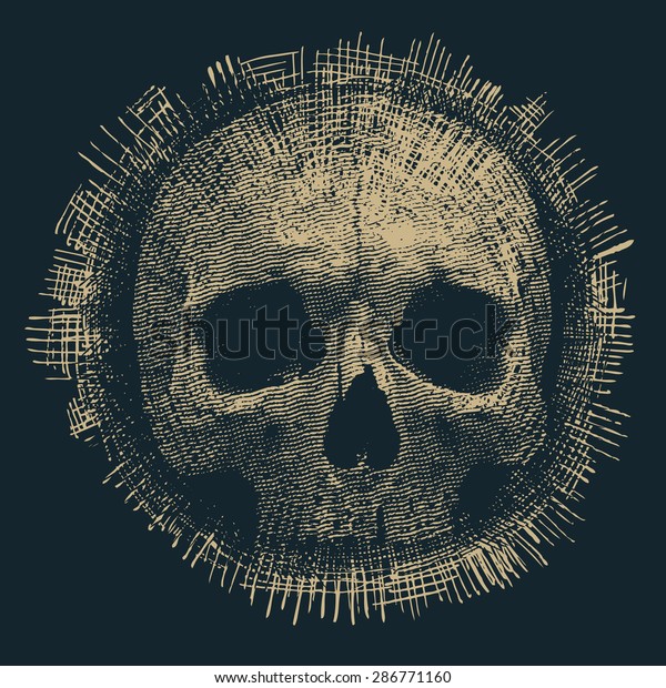 Design for t-shirt print with skull and textures. vector illustration.