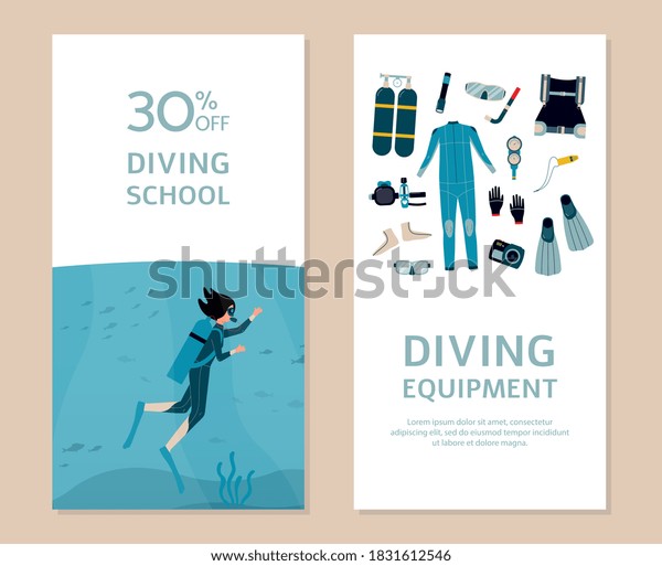 Design Two Cards Certificates Scuba Diving Stock Vector (Royalty Free ...