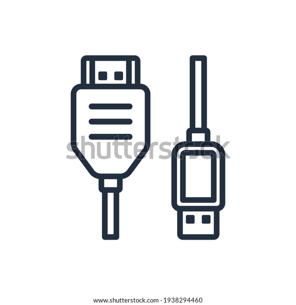Design Usb Hdmi Cable Outline Icon Stock Vector (Royalty Free) 1938294460
