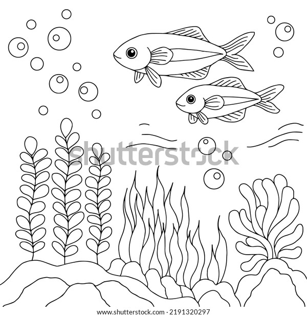 Design Vector Coloring Page Fish Sea Stock Vector (Royalty Free ...