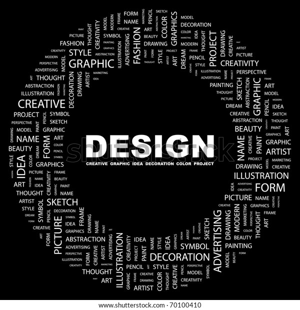 Design Word Collage On Black Background Stock Vector (Royalty Free ...