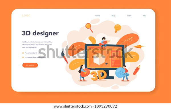 Designer 3d Modeling Web Banner Landing Stock Vector (Royalty Free ...