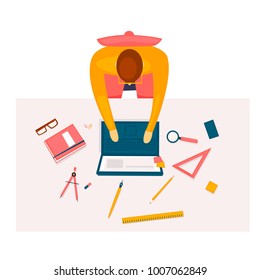 Designer Desktop Top View Flat Vector Stock Vector (Royalty Free ...