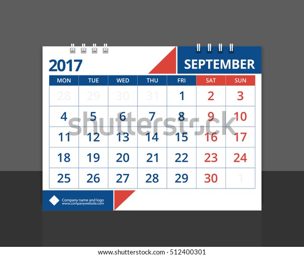 Desk Calendar 2017 September Design Layout Stock Vector (Royalty Free ...