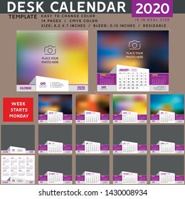 Desk Calendar 2020 Desktop Calendar Template Stock Vector (Royalty Free ...