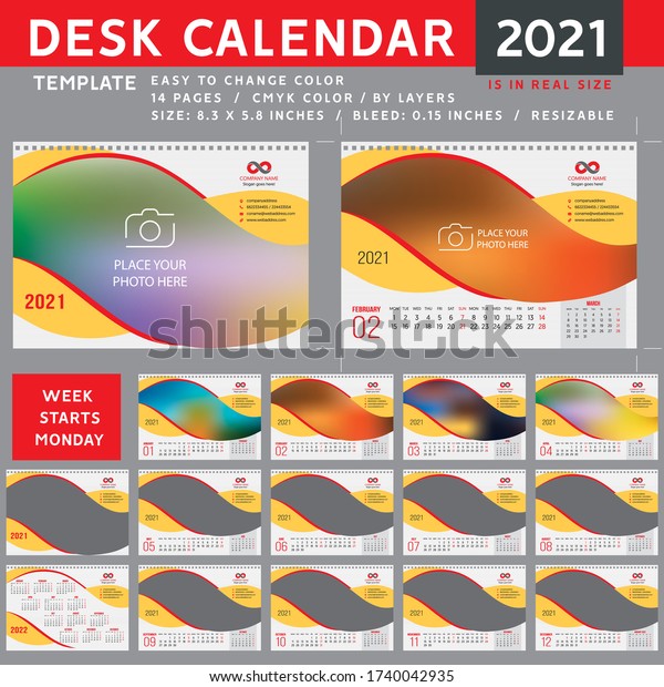 Desk Calendar 2021 Desktop Calendar Template Stock Vector (Royalty Free ...