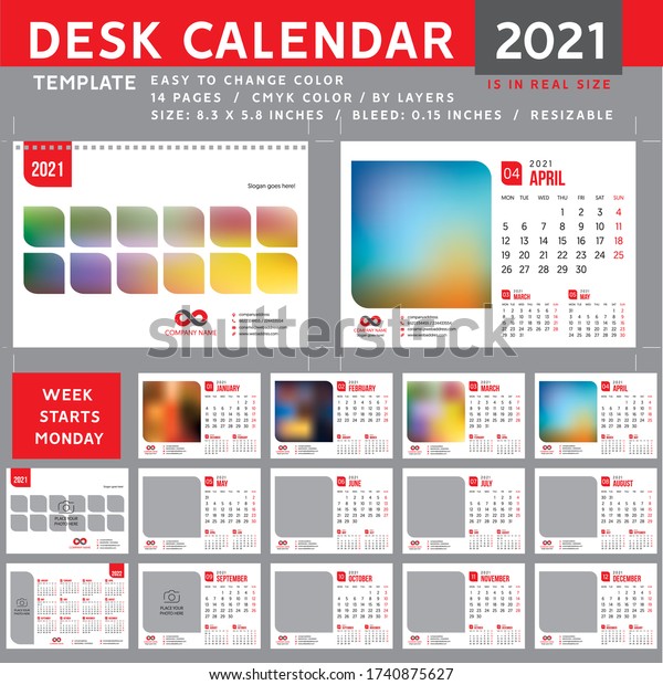 Desk Calendar 2021 Desktop Calendar Template Stock Vector (Royalty Free ...