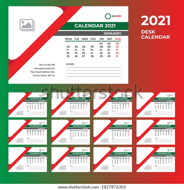 Desk Calendar Print Ready Template Premium Stock Vector (Royalty Free ...