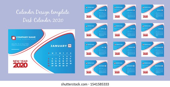 Desk Calender Template Design 2020 Stock Vector (Royalty Free) 1541585333