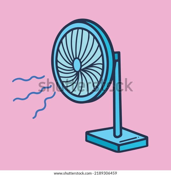 Desk Fan Blue Color Vector Illustration Stock Vector (Royalty Free ...