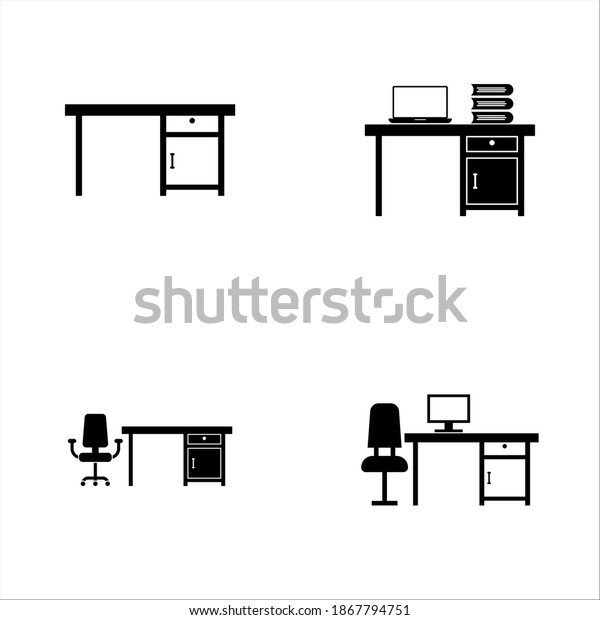 Desk Icon Workplace Icon On White Stock Vector (Royalty Free) 1867794751