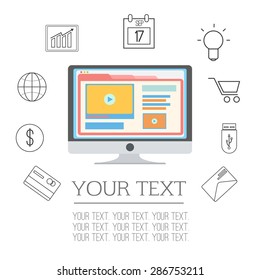 Desktop Computer Applications Vector Illustration Stock Vector (Royalty ...