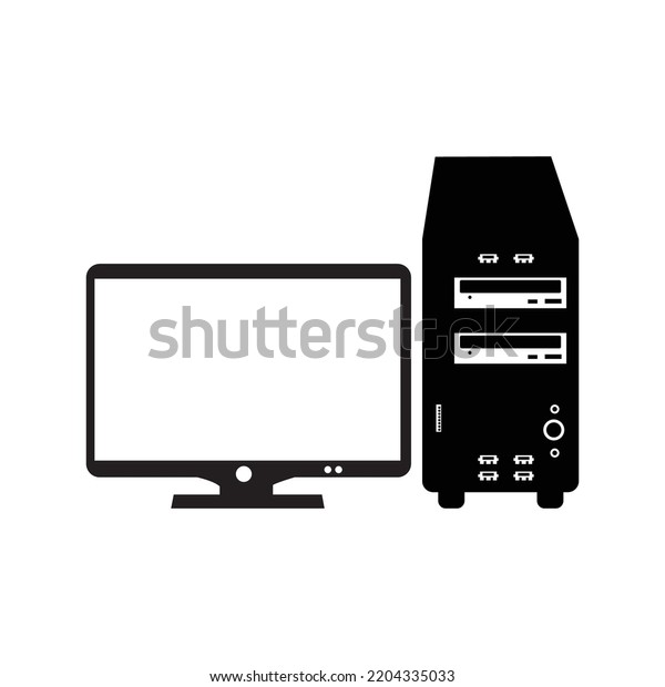 Desktop Computer Complete Set Icon Black Stock Vector (Royalty Free ...
