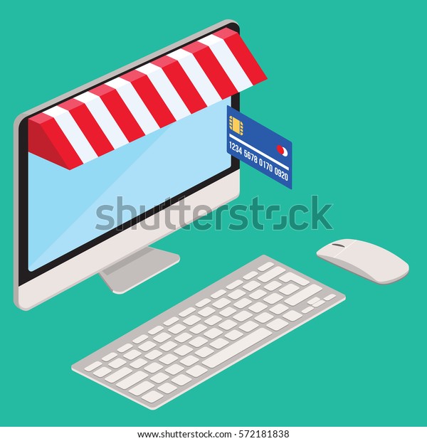 Desktop Computer Display Credit Card Wide Stock Vector (Royalty Free ...