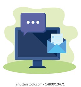 Desktop Computer Envelope Mail Stock Vector (Royalty Free) 1480913471 ...