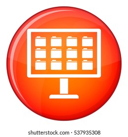 Desktop Computer Folders Icon Red Circle Stock Vector (Royalty Free ...