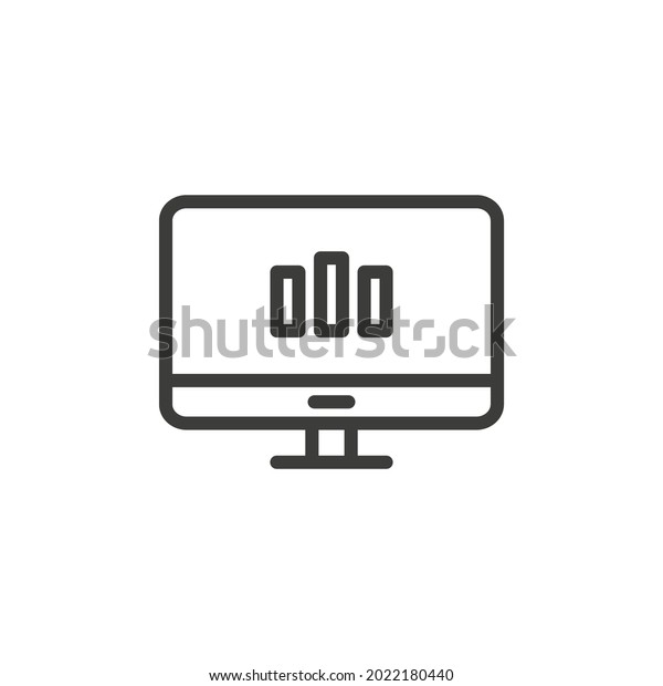Desktop Computer Graph Icon On White Stock Vector (Royalty Free ...