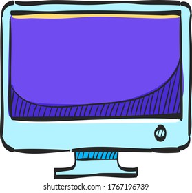 Desktop Computer Icon Color Drawing Electronic: immagine vettoriale ...