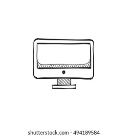 Desktop Computer Icon Doodle Sketch Lines Stock Vector (Royalty Free ...