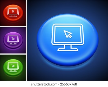 Desktop Computer On Blue Round Buttons Stock Vector (Royalty Free ...