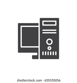 Desktop Computer Workstation Icon Vector Filled Stock Vector (Royalty ...
