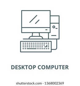 Desktop Computer Workstation Line Icon Vector Stock Vector (Royalty ...
