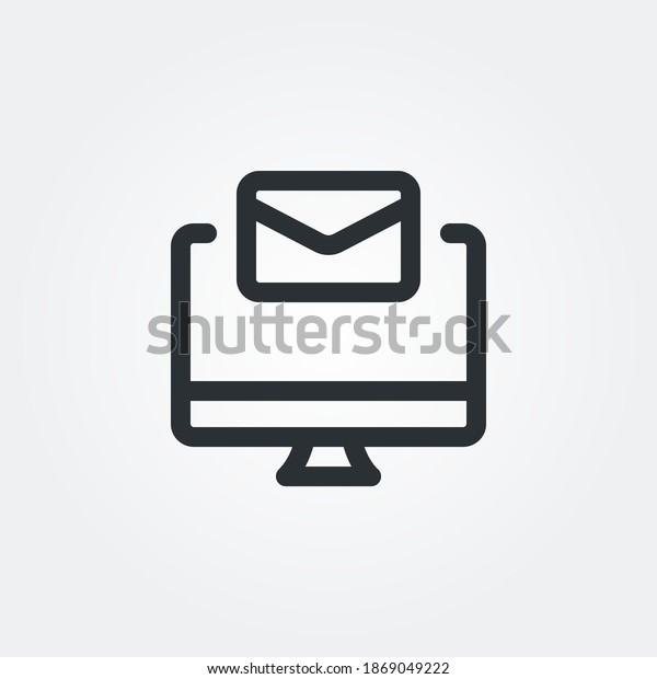 Desktop Email Icon Vector Isolated Line Stock Vector (Royalty Free ...