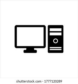 Desktop Pc Icon On White Background Stock Vector (Royalty Free ...