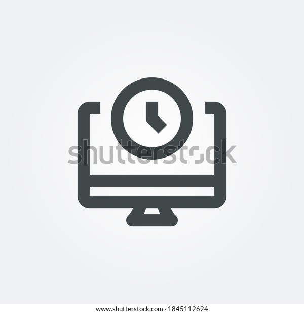 Desktop Time Icon Symbol Isolated On Stock Vector (Royalty Free ...