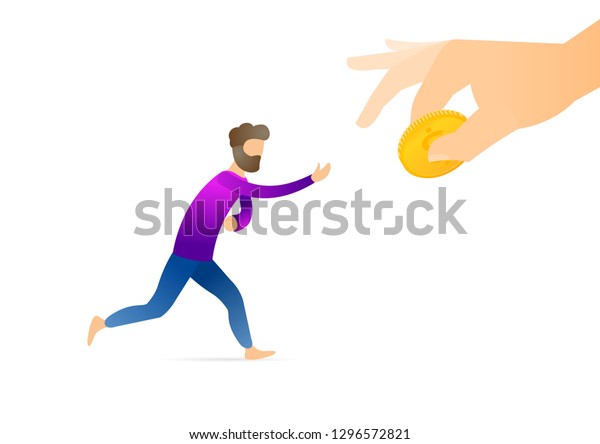 Desperate Man Chasing Money Cartoon Hand Stock Vector (Royalty Free ...