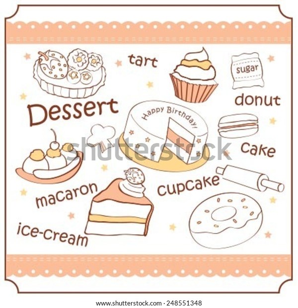 Dessert Drawings Set Stock Vector (Royalty Free) 248551348