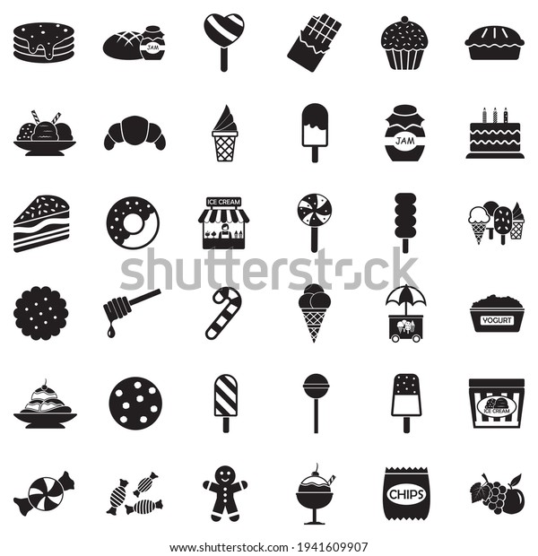 Dessert Icons Black Flat Design Vector Stock Vector (Royalty Free ...