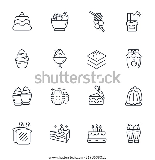 Dessert Icons Set Dessert Pack Symbol Stock Vector (Royalty Free ...