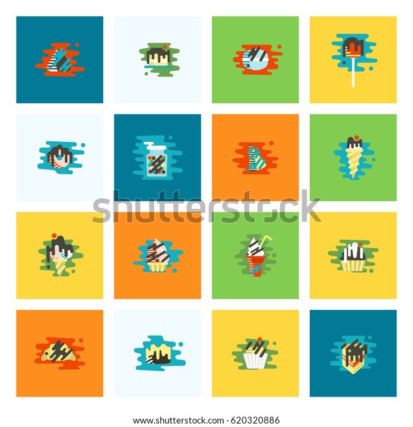 Dessert Icons Simple Minimalistic Modern Flat Stock Vector (Royalty ...