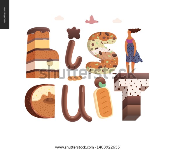 Dessert Lettering Biscuit Modern Flat Vector Stock Vector (Royalty Free ...