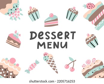 Dessert Menu Design Cafe Sweet Shop Stock Vector (Royalty Free ...