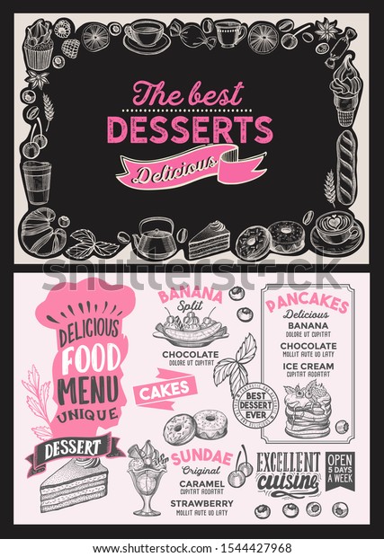 Dessert Menu Template Restaurant On Background Stock Vector (Royalty ...