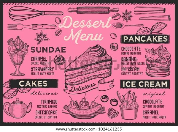Dessert Restaurant Menu Vector Food Flyer Stock Vector (Royalty Free ...