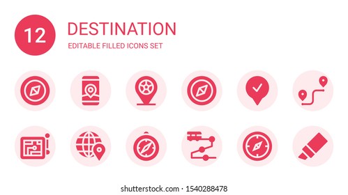 Destination Icon Set Collection 12 Filled Stock Vector (Royalty Free ...
