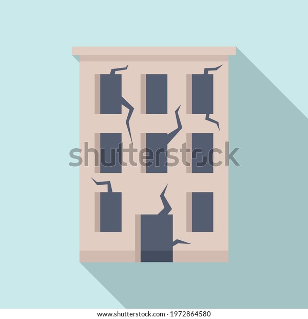 Destroyed Building Icon Flat Illustration Destroyed Stock Vector ...