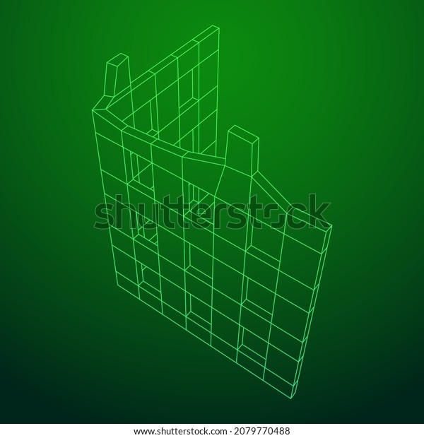 Destroyed Building Ruin Concrete War Destruction Stock Vector (Royalty ...