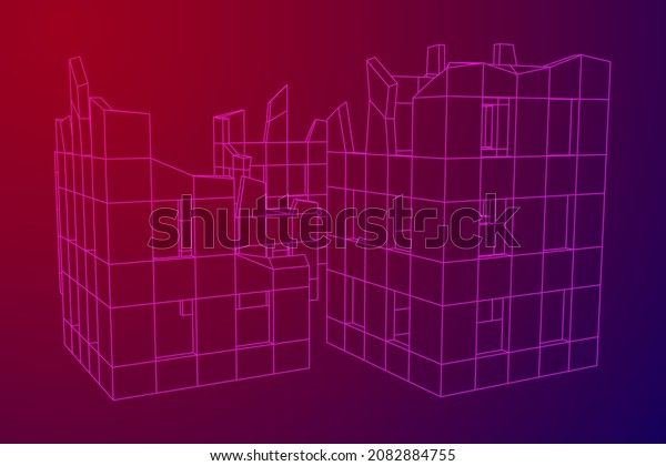 Destroyed Building Ruin Concrete War Destruction Stock Vector (Royalty ...