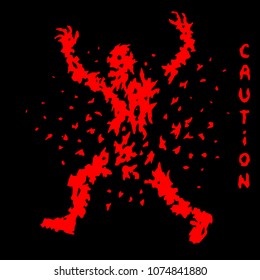 Destroyed Red Zombies Silhouette Vector Illustration Stock Vector ...