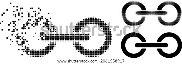 Destructed Pixelated Chain Link Icon Halftone Stock Vector (Royalty ...