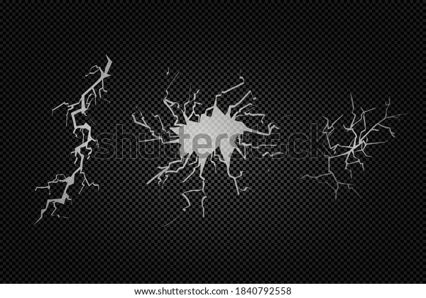 Destruction Effect On Transparent Background Breaking Stock Vector ...