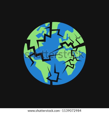 Destruction Planet Earth Globe Cracks Global Stock Vector (Royalty Free ...