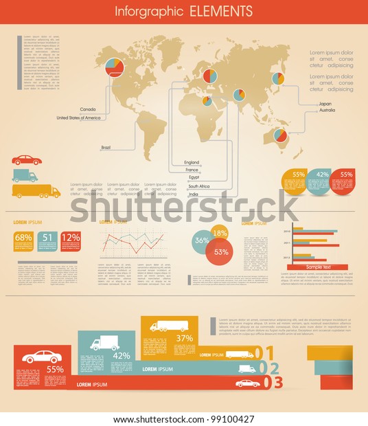 Detail Infographic Vector Illustration World Map: เวกเตอร์สต็อก (ปลอด ...