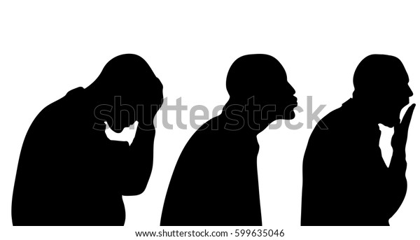 Detail Vector Illustration Silhouette Three Men Stock Vector (Royalty ...